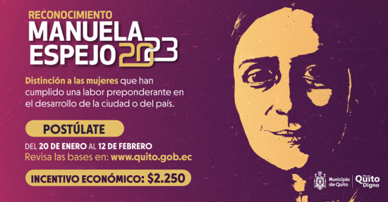 Abierta la convocatoria para el Premio ‘Manuela Espejo’ – Quito Informa